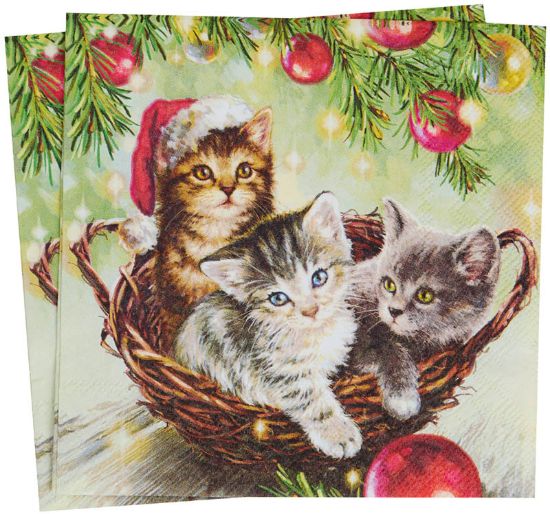Julekatter serviett 33x33 | princessbutikken.no